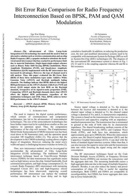 pdf bit error rate comparison for radio frequency interconnection