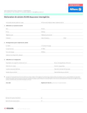 Fillable Online Dclaration De Sinistre ELVIA Assurance Intempries Fax