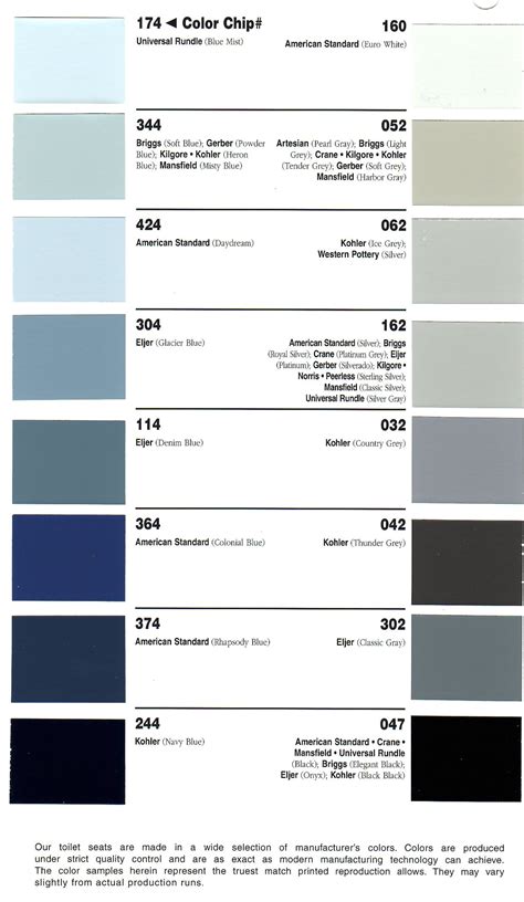 Bemis Toilet Seats Color Chart