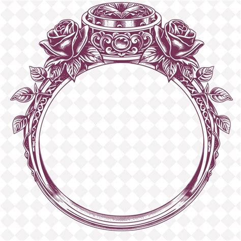Premium Psd Png Ruby Folk Art With Roses And Thorns For Decorations