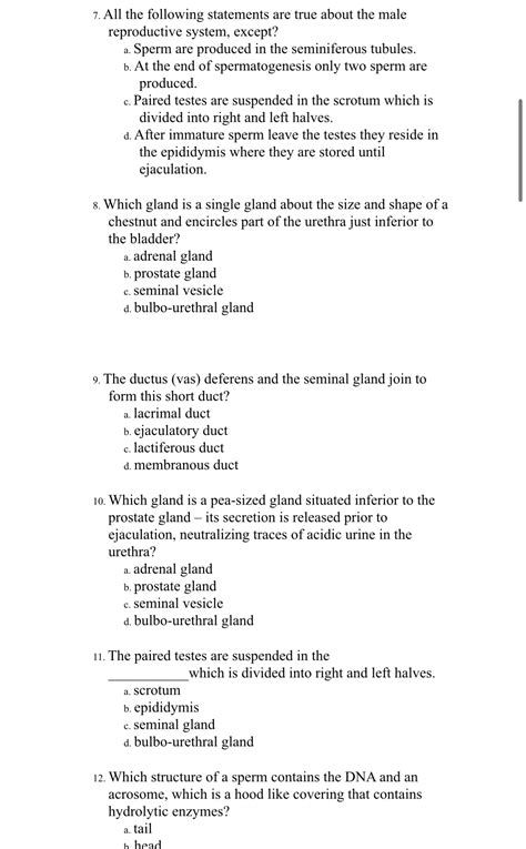 Solved All The Following Statements Are True About The Male
