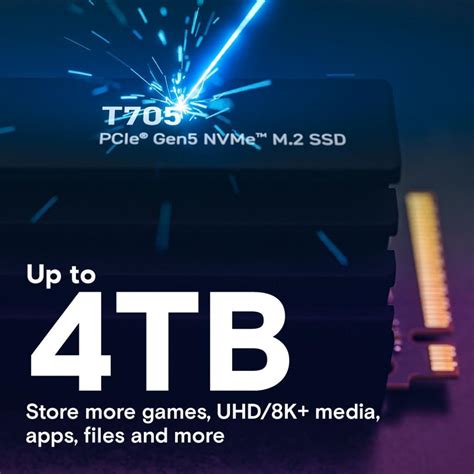 Crucial T705 1tb Pcie Gen5 Nvme M2 Ssd Ct1000t705ssd5 13600 10200 Mbs