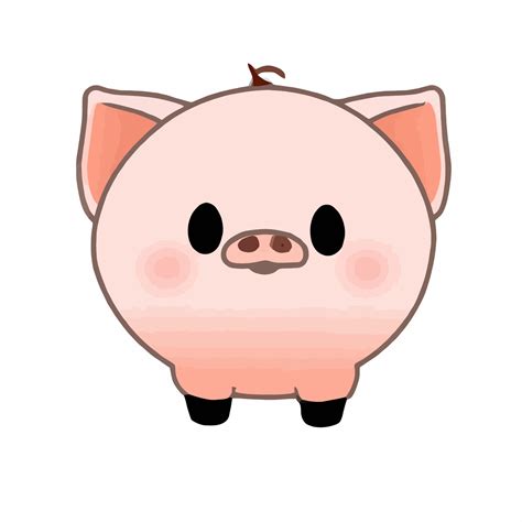 Cute Pig Illustration Pig Kawaii Chibi Vector Drawing Style Pig Cartoon