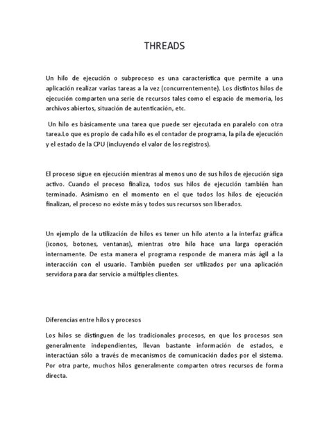 Threads Pdf Hilo Computación Proceso Computación