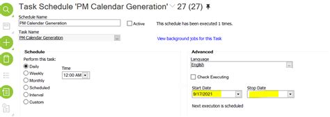 new database task pm calendar generation ifs community