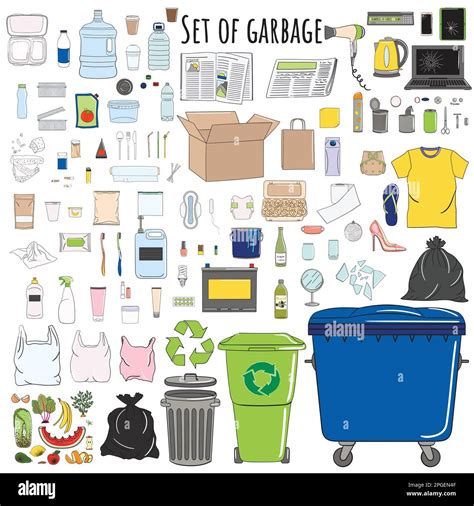 Set Of Sorted Garbage Recycle Trash Bins Waste Management Sorting