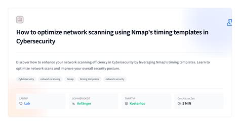 Netzwerkscans Mit Nmap Timing Vorlagen Optimieren Cybersicherheit Labex