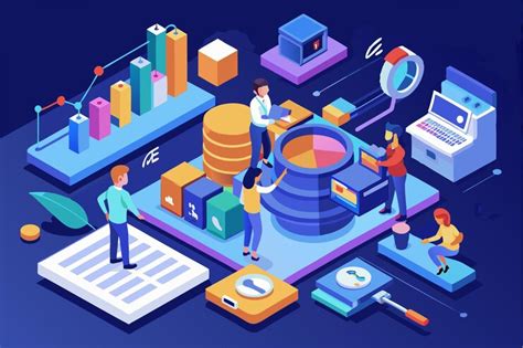 A Vibrant Isometric Illustration Depicts A Team Engaged In Data