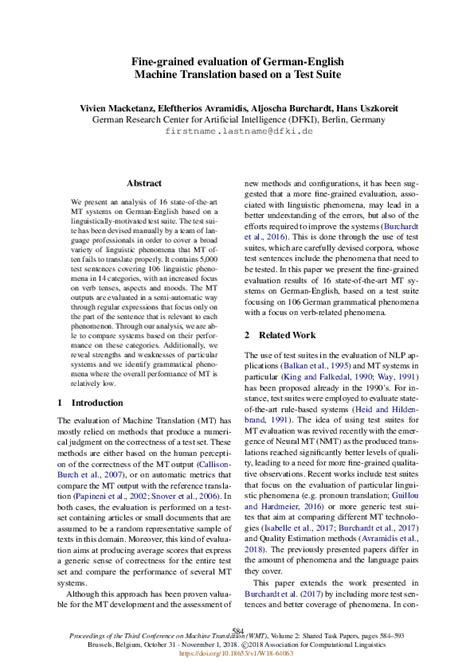 Pdf Fine Grained Evaluation Of German English Machine Translation