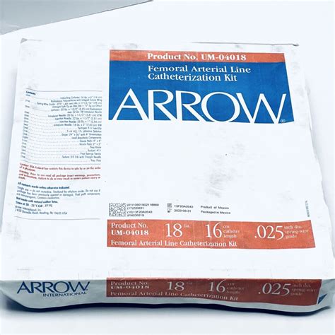 New Arrow Um 04018 Femoral Arterial Line Catheterization Kit 16cm X Disposables General For