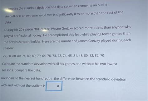 solved compare the standard deviation of a data set when
