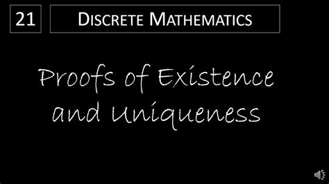 Discrete Math Proofs Of Existence And Uniqueness YouTube