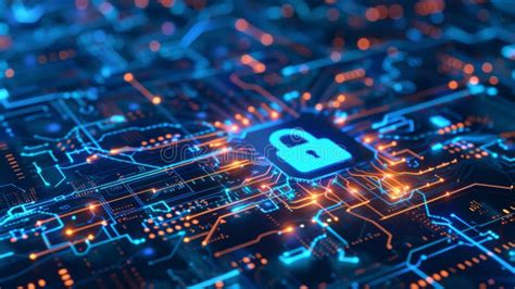 Digital Security Lock On Circuit Board Backdrop Stock Image Image Of Detail Blue 315002895