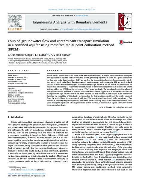 Pdf Coupled Groundwater Flow And Contaminant Transport Simulation In