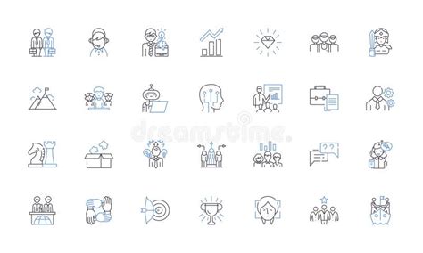 Direction Setting Line Icons Collection Strategy Vision Goals Planning Objectives Mission