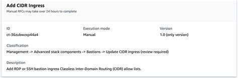 Bastions Add CIDR Ingress Review Required AMS Advanced Change Type Reference