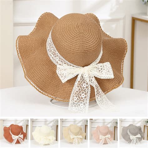 Waroomhouse Embroidery Flower Pattern Ribbon Bowknot Decor Sun Hat