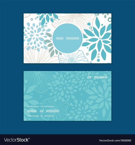 Blue And Gray Plants Vertical Round Frame Pattern Vector Image