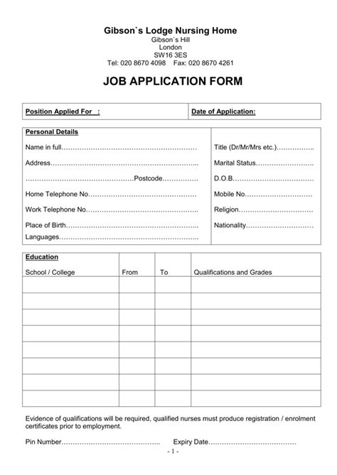Application Form In Word Format