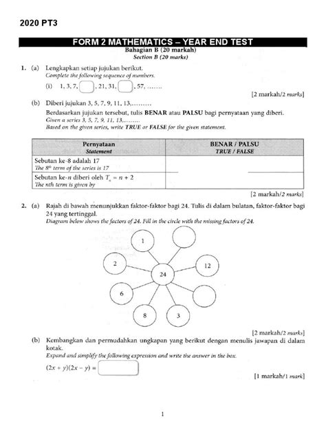 Pt3 Mathematics Form 2 Revision Kssm Pdf