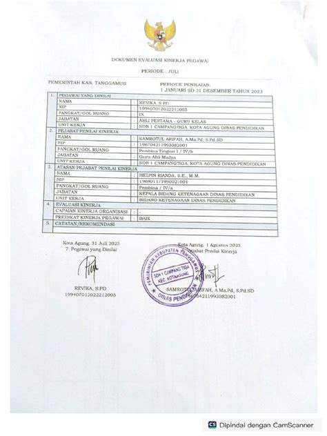 Sd N 1 Campang Tiga Penilaian Juli 2023 Revika 199407012022212005 Pdf