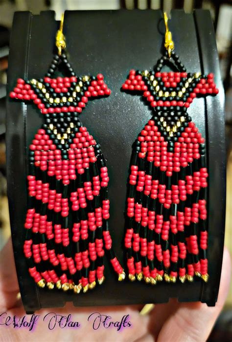 Red Dress Earrings Mmiw Earrings Statement Earrings Native Beadwork