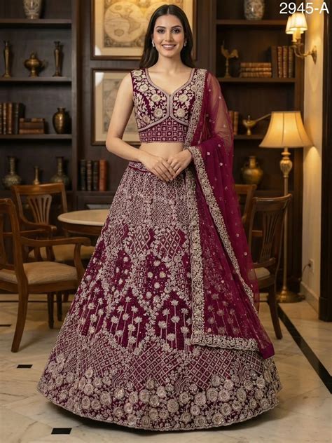 Elegant Premium Party Wear Net Lehenga Choli Rani Color Ethnic Suits