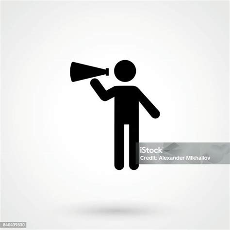 확성기를 들고 막대기 그림을 보여주는 아이콘 벡터 일러스트 레이 션 경영자에 대한 스톡 벡터 아트 및 기타 이미지 경영자