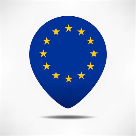 Premium Vector European Union Map Pointers Flag With Shadow Pin Flag