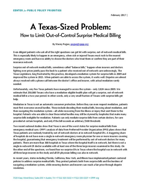 Document Cpp Report On Surprise Medical Bills Pdf Emergency Department Patient