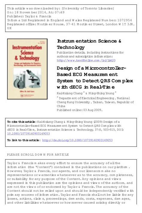 Pdf Design Of A Microcontroller Based Ecg Measurement System To Detect Qrs Complex With Decg