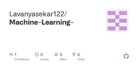 GitHub Lavanyasekar Machine Learning