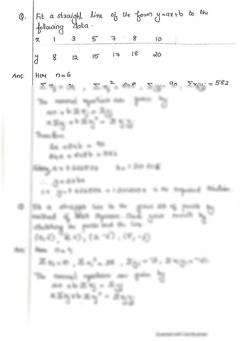 Solution Ktu Maths Curve Fitting Notes Studypool