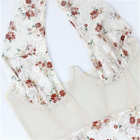 Floral Halter Neck Bodysuit Floral Lace Mesh Panel Tie Backless Halter Neck Bodysuit Vampal