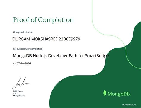 Moksha Sree On Linkedin Mongodb Nodejs Smartbridge Webdevelopment Databasemanagement