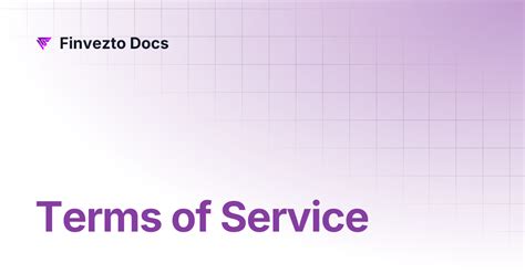Terms Of Service Finvezto Docs