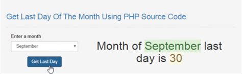 Get Last Day Of The Month Using Php Source Code Free Source Code