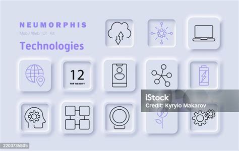 기술 세트 아이콘입니다 글로벌 포지셔닝 품질 인증 클라우드 전송 디지털 연결 인공 지능 기계 학습 재생 에너지 전력 저장 개발에 대한 스톡 벡터 아트 및 기타 이미지