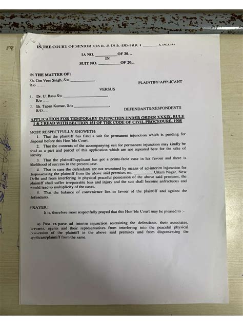 Application For Temporary Injunction Pdf