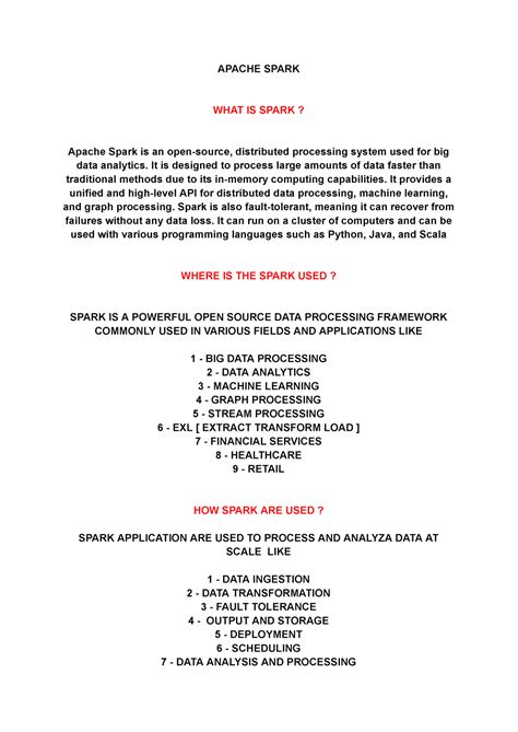 Apache Spark Very Nice Assgiment Apache Spark What Is Spark Apache Spark Is An Open Source