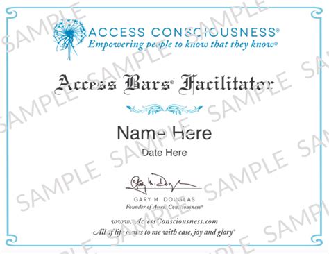 Access Bars Facilitator Certificate Access Consciousness