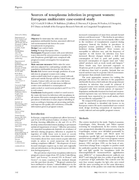 Pdf Sources Of Toxoplasma Infection In Pregnant Women European