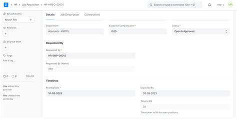 Job Opening Creation · Issue 863 · Frappehrms · Github