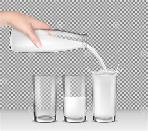 Vector Realistische Illustratie Hand Die Een Glasfles Melk Melk Het