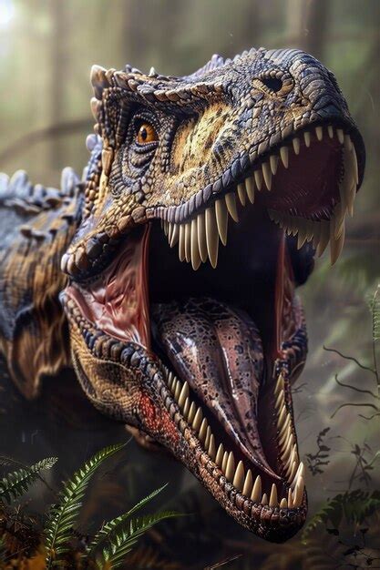 A Dinosaur With Sharp Teeth Premium Ai Generated Image