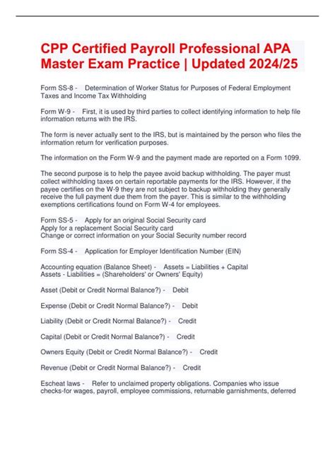 CPP Certified Payroll Professional APA Master Exam Practice Updated CPP Certified