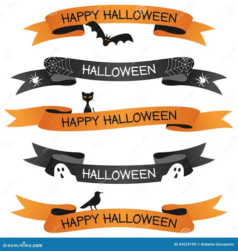 Cintas O Banderas De Halloween Fijadas Ilustración Del Vector