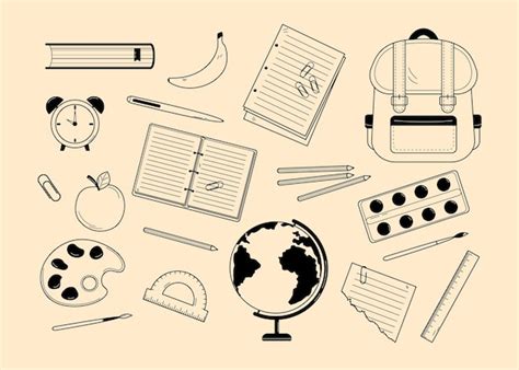 Premium Vector Back To School Set Outline School Supplies Isolated Vector Illustration