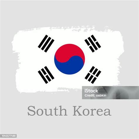 벡터 일러스트입니다 손 그리기 한국 플래그 회색 바탕에 디자인에 대 한 국가 한국 배너 기에 대한 스톡 벡터 아트 및 기타 이미지 기 남쪽 낮 Istock