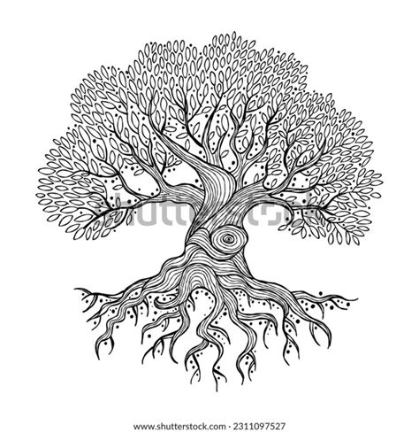 Illustrated Tree With Roots Photos And Images Pictures Shutterstock
